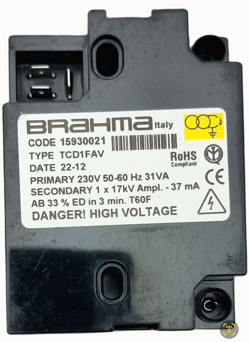BRAHMA TCD1FAV TEK ÇIKIŞLI 1X17 KV 37 mA 31VA %33 ED BRÜLÖR ATEŞLEME ...